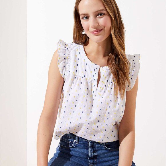 LOFT | Tops | Nwt Loft Clip Smocked Split Neck Shell | Poshmark